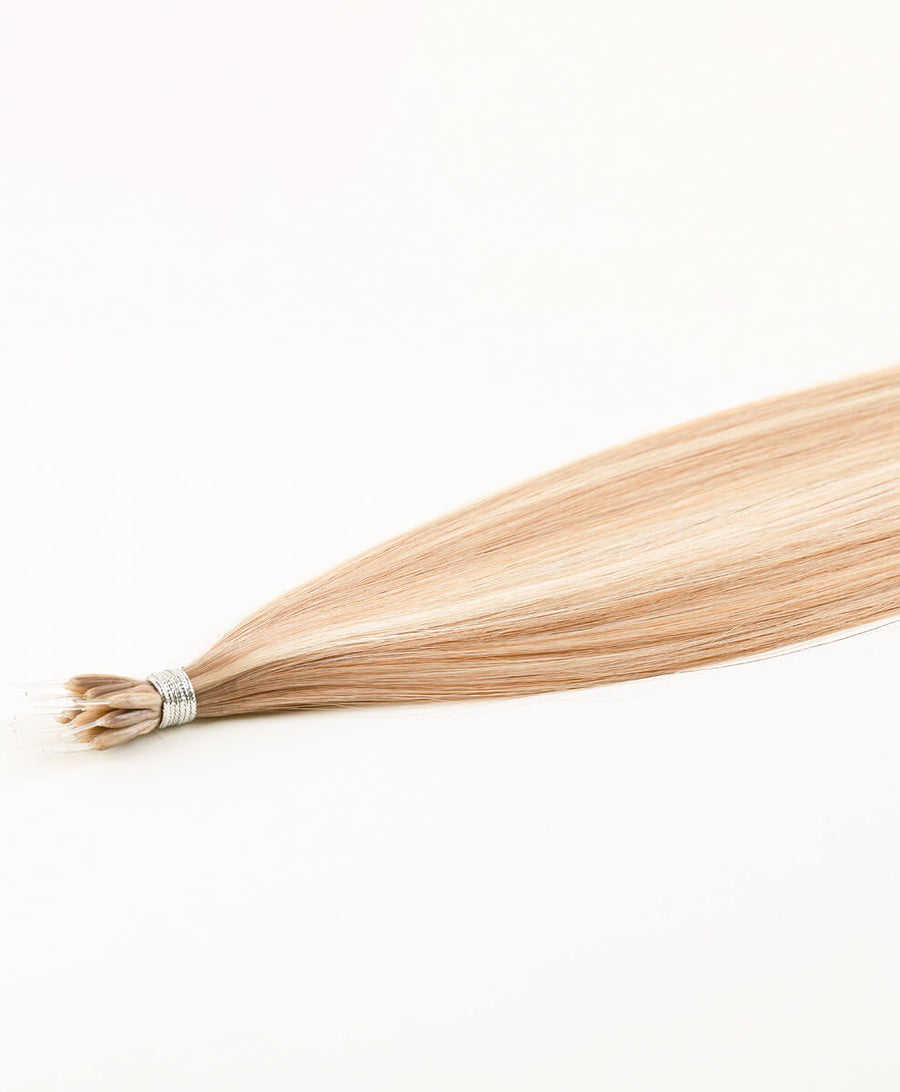 Sandy Blonde Highlighted, 18" Nano Tip Hair Extensions, #H18 | Milk & Blush